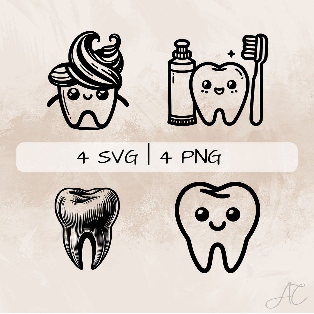 Tooth SVG Bundle, Tooth With Toothpaste PNG, Toothbrush Clipart, Hand ...