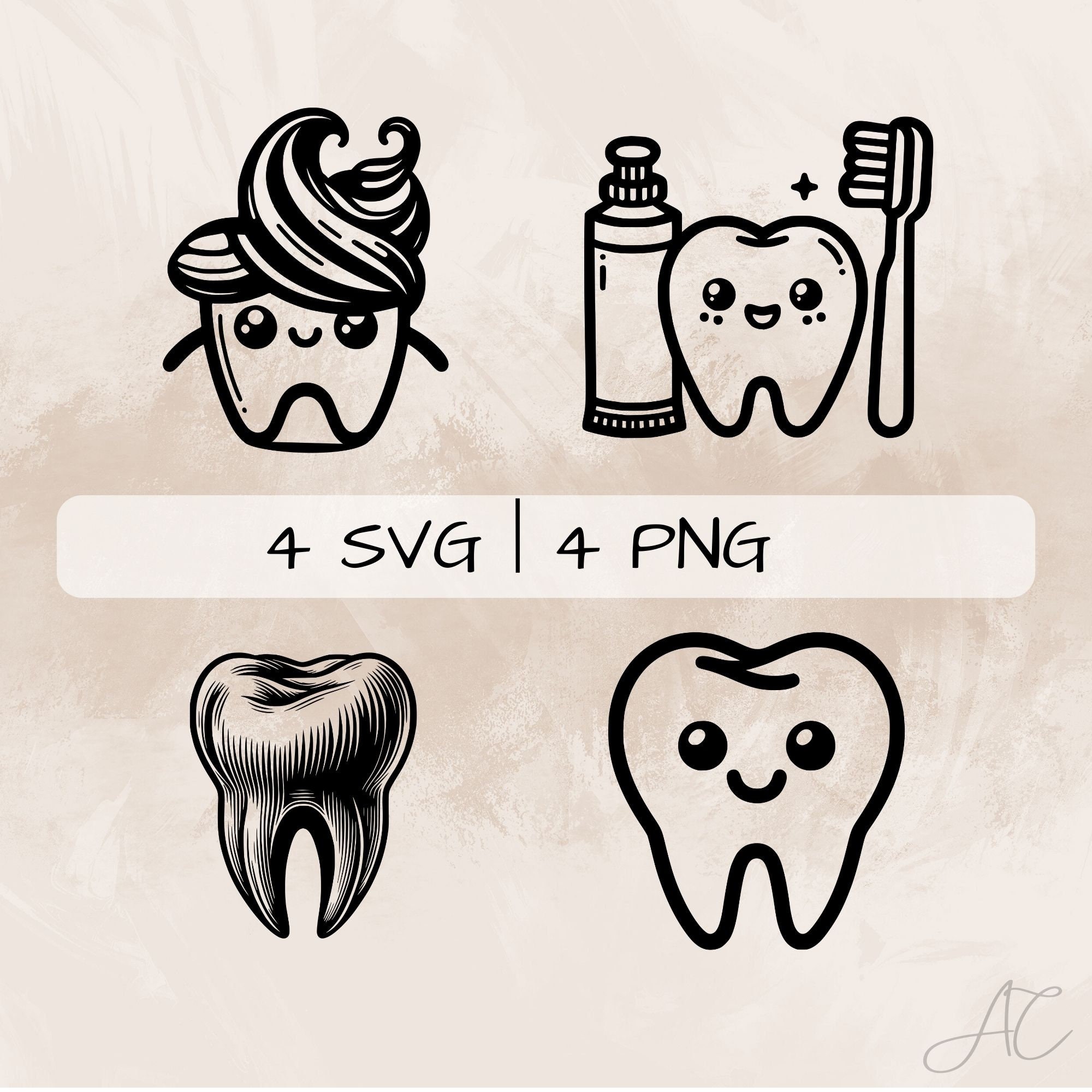 Tooth SVG Bundle, Tooth With Toothpaste PNG, Toothbrush Clipart, Hand ...