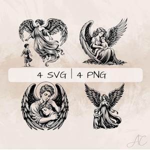 Guardian Angel SVG Bundle, Guard Angel PNG, Guardian Angel and Child ...