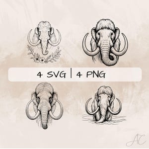 Mammoth SVG Bundle, Mammoth Face PNG ,mammoth Clipart, Hand Drawn ...