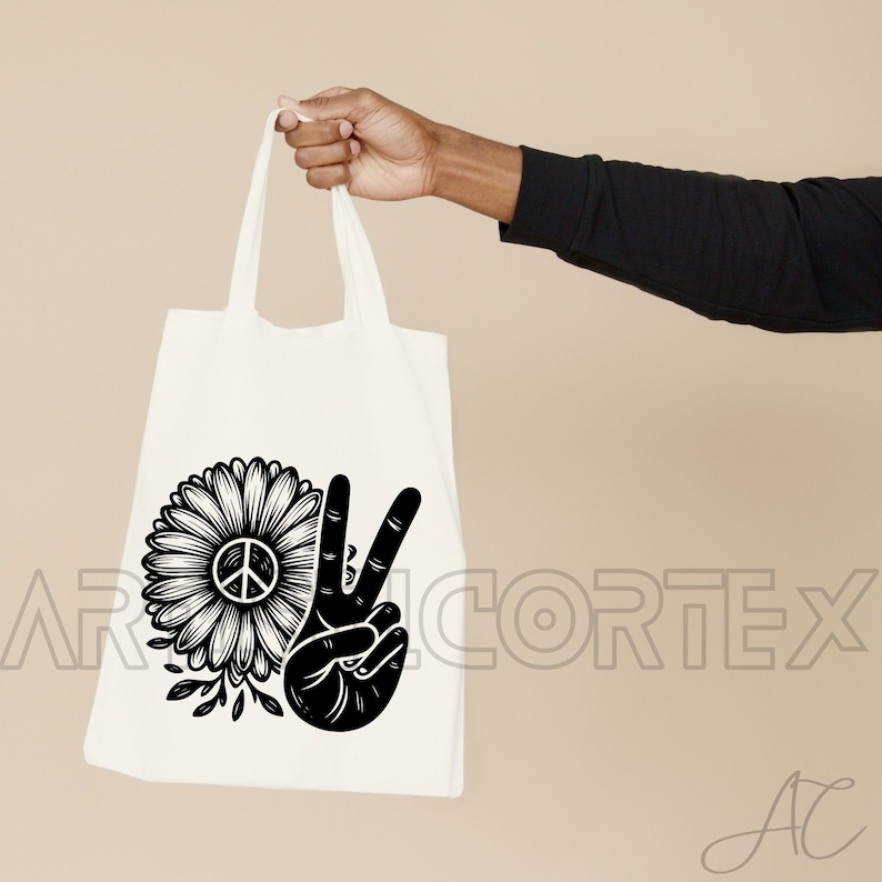 Daisy and Peace Sign SVG Bundle, Daisy PNG, Peace Sign Clipart, Hand ...