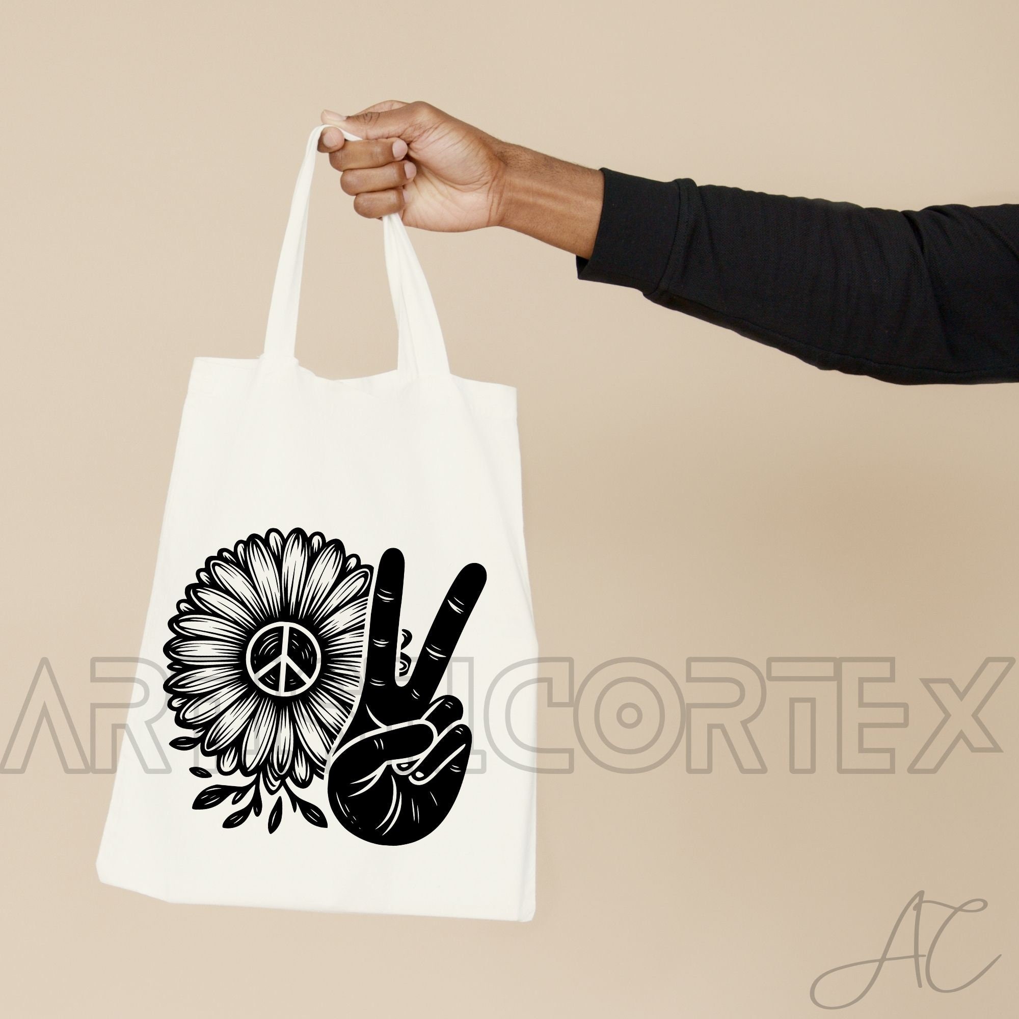 Daisy and Peace Sign SVG Bundle, Daisy PNG, Peace Sign Clipart, Hand ...