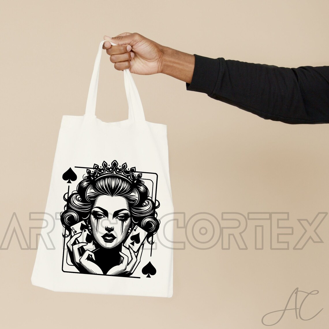 Queen of Spades SVG Bundle, Queen PNG, Spade Card Clipart, Hand Drawn ...