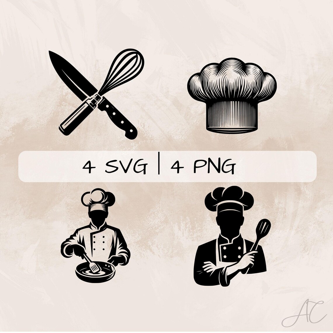 Chef SVG Bundle, Cooking PNG , Chef Hat Clipart, Hand Drawn Chef ...