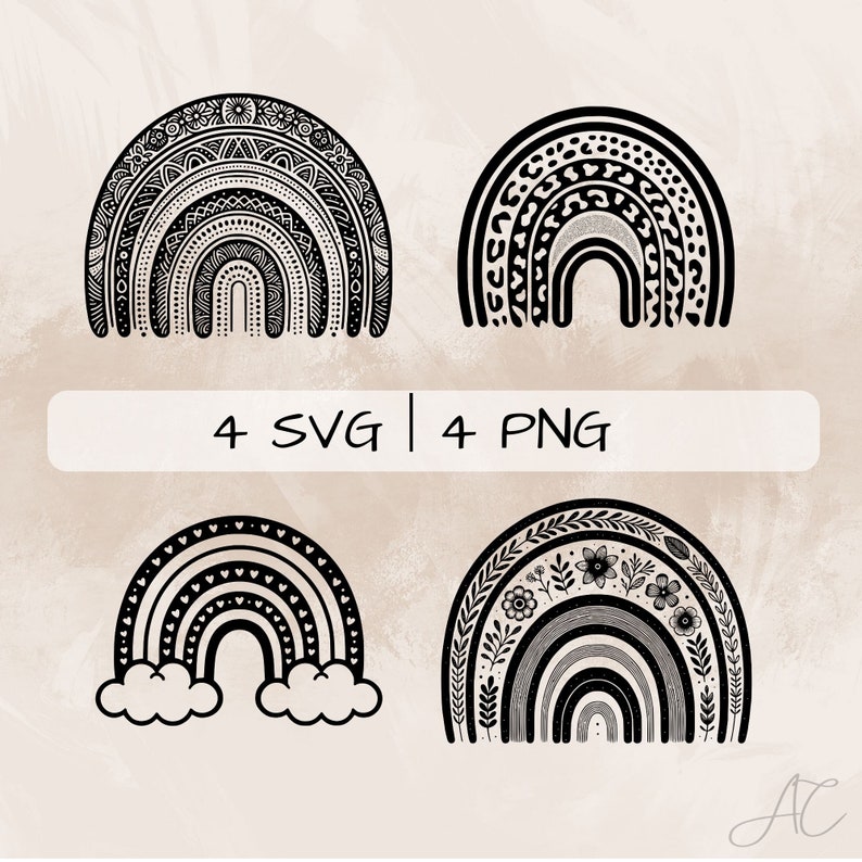 Rainbow SVG Bundle, Rainbow With Leopard Pattern PNG, Rainbow and ...