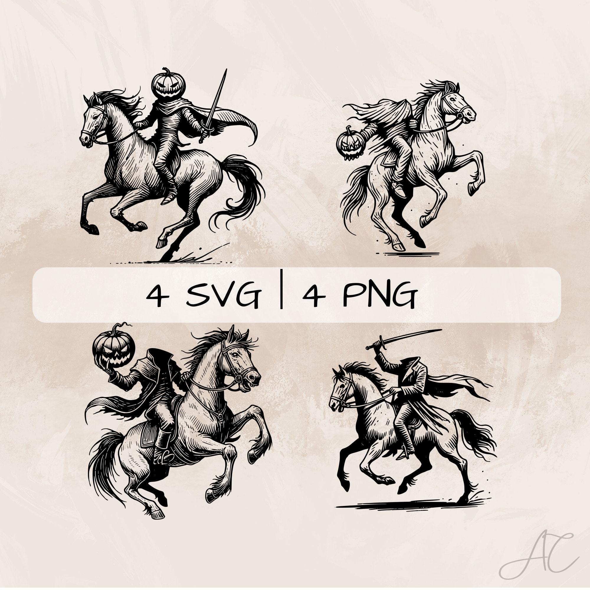 Headless Horseman SVG Bundle, Horseman PNG , Halloween Horseman Clipart ...