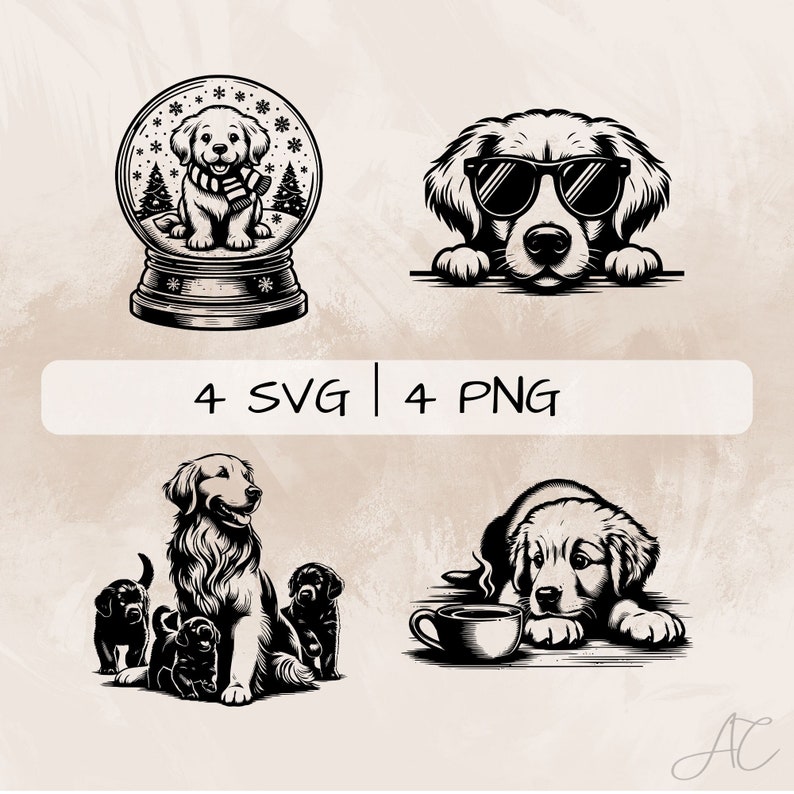 Golden Retriever SVG Bundle, Dog PNG, Peeking Golden Retriever Clipart ...