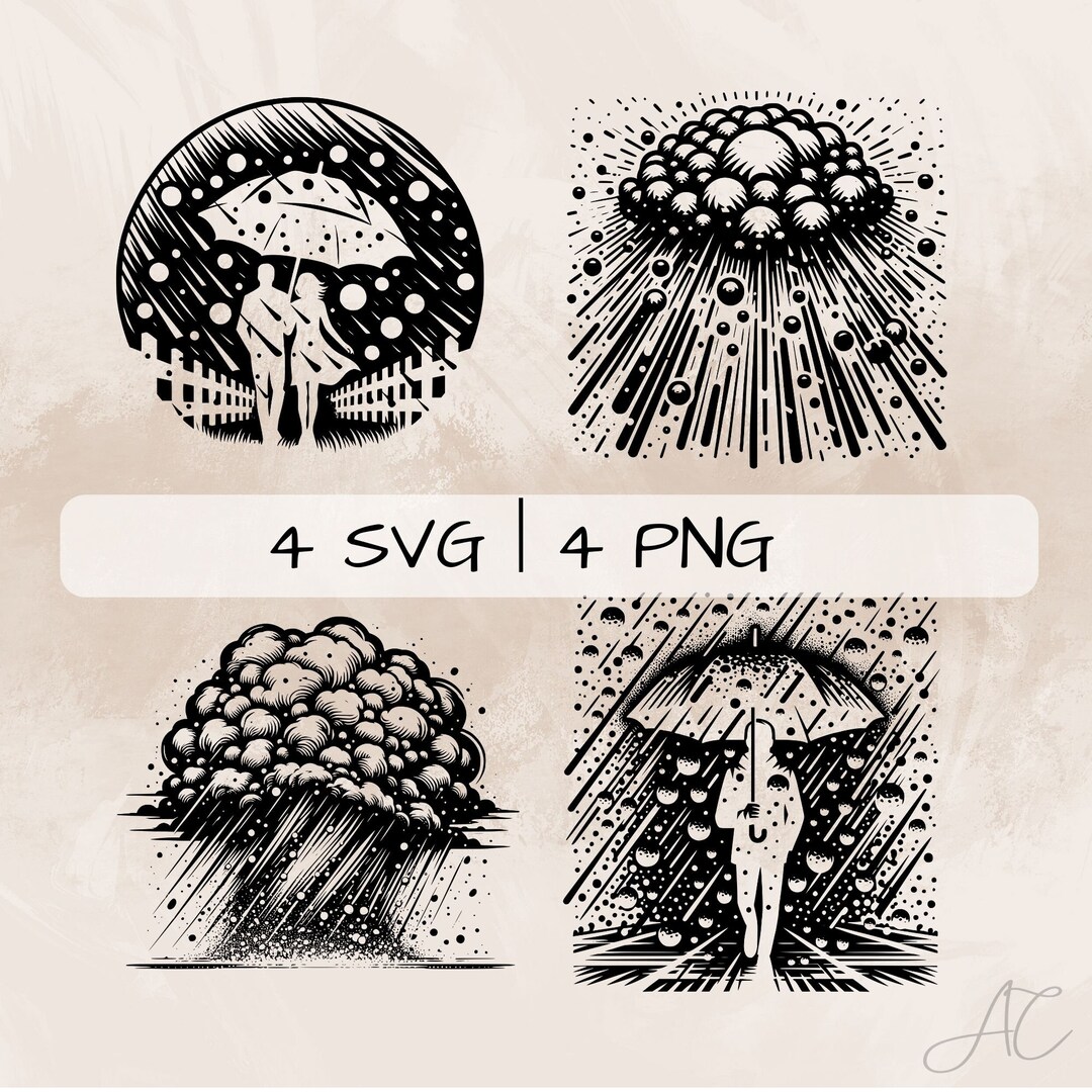 Hail SVG Bundle, Hail Storm PNG, Hail and Umbrella Clipart, Hand Drawn ...