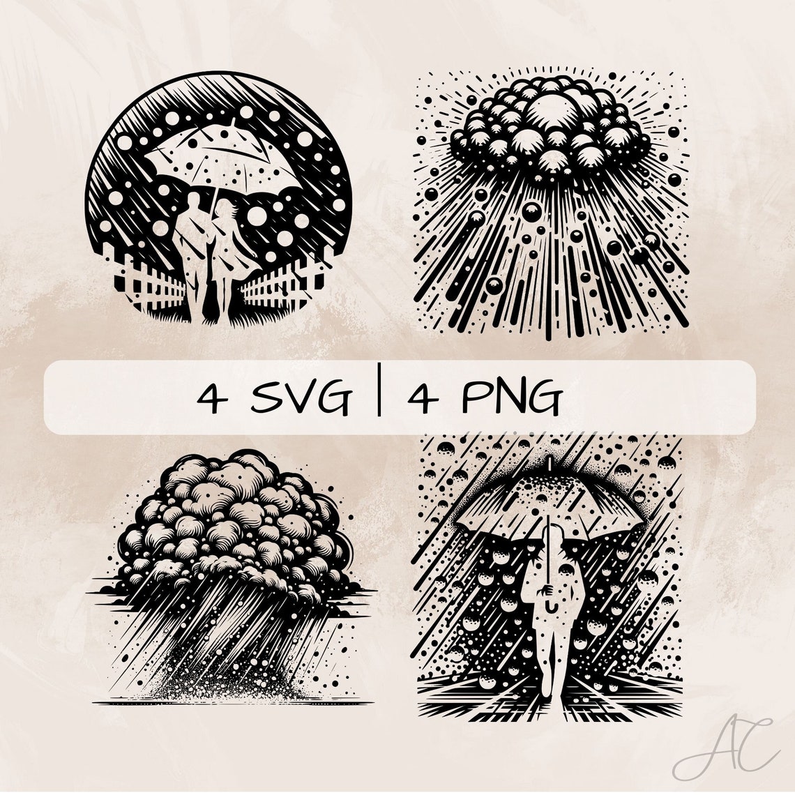 Hail SVG Bundle, Hail Storm PNG, Hail and Umbrella Clipart, Hand Drawn ...