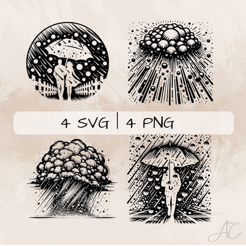 Hail SVG Bundle, Hail Storm PNG, Hail and Umbrella Clipart, Hand Drawn ...