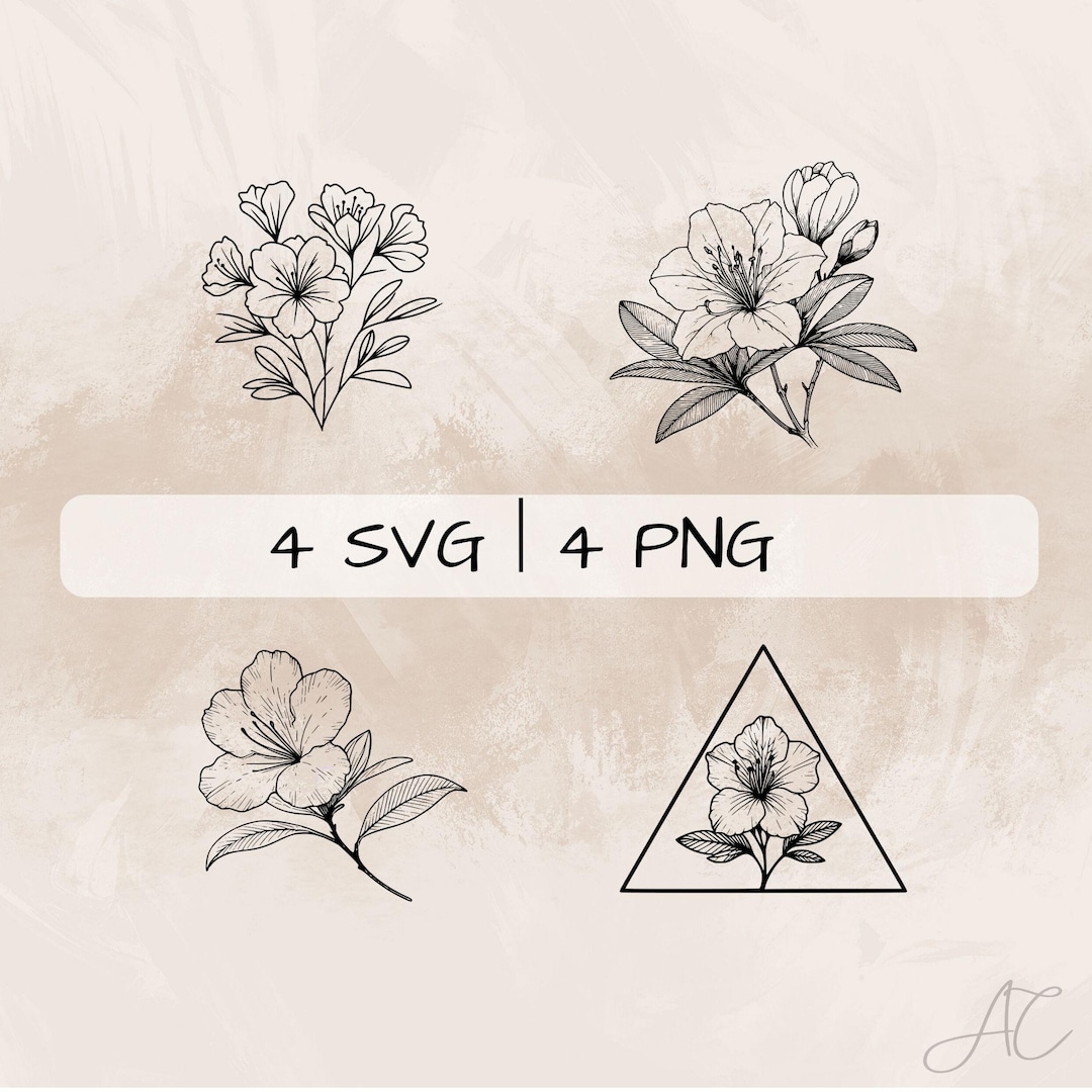 Azalea SVG Bundle, Azalea Flower PNG ,azalea Clipart, Hand Drawn Azalea ...