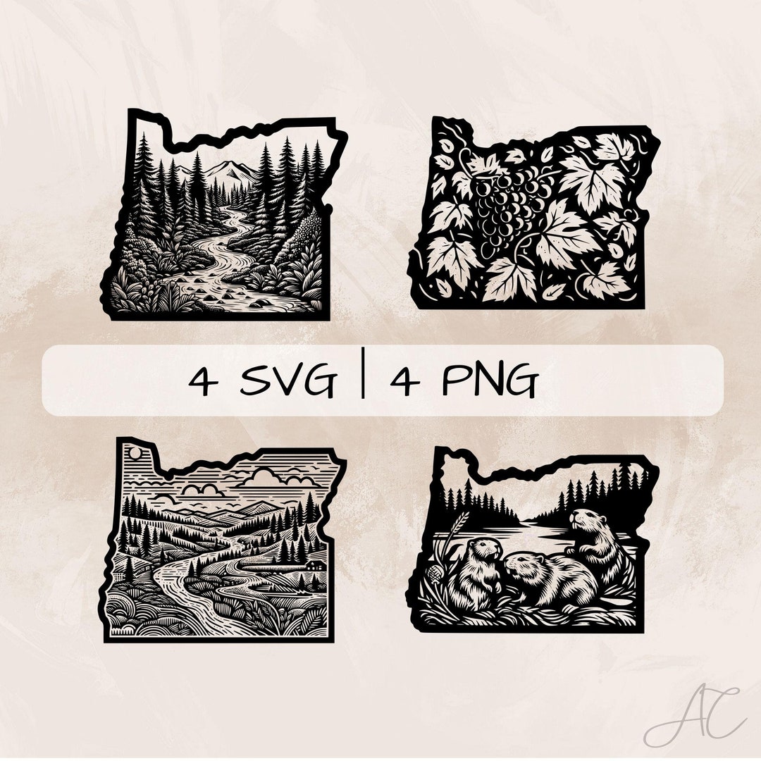 Oregon SVG Bundle, Oregon Map PNG ,oregon Outline Clipart, Hand Drawn ...
