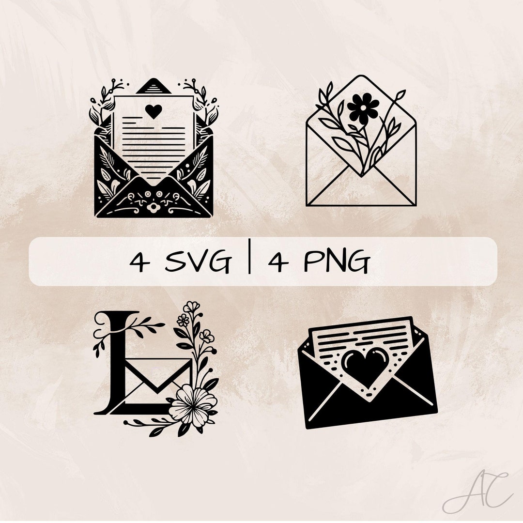 Letter SVG Bundle, Letter PNG, Love Letter Clipart, Hand Drawn Floral ...