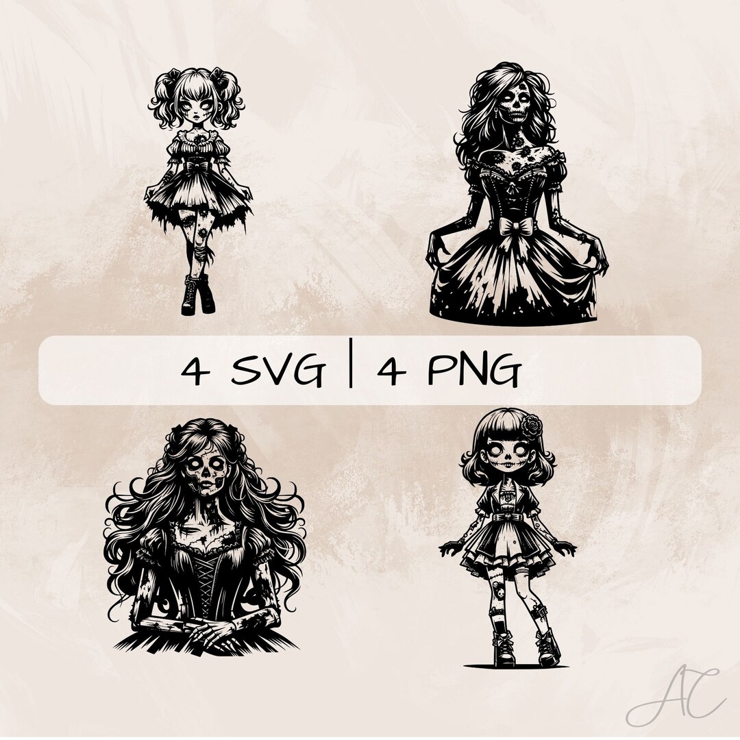 Zombie Doll SVG, Zombie PNG , Halloween , Zombie Female Clipart, Hand ...