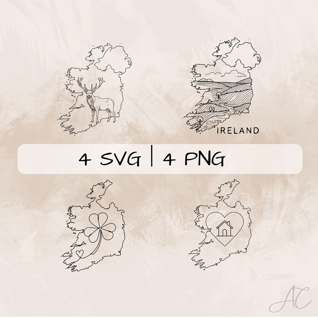 Ireland SVG Bundle, Ireland Outline PNG ,ireland Country Clipart, Hand ...
