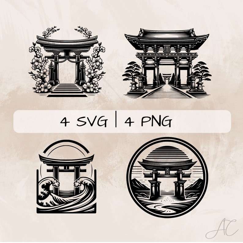 Torii Gate SVG Bundle, Japanese Gate PNG, Torii Gate and Sakura Clipart ...