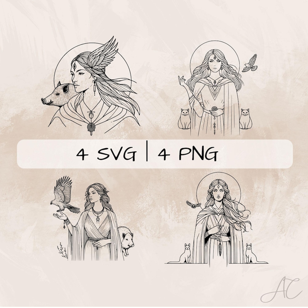 Freya SVG Bundle, Freya Goddess PNG , Frejya Goddess Clipart, Hand ...