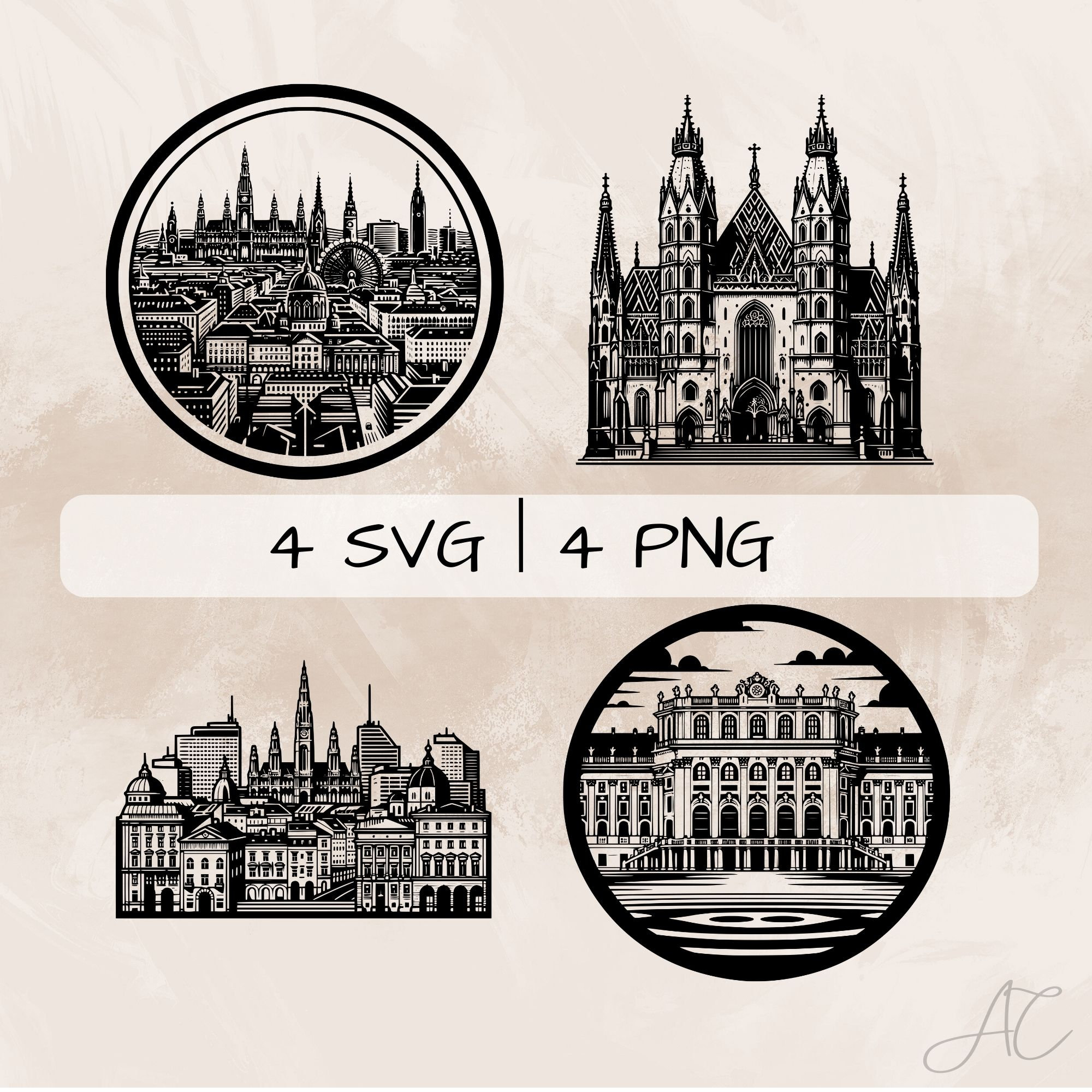 Vienna SVG Bundle, Schonbrunn Palace PNG, St. Stephen's Cathedral ...