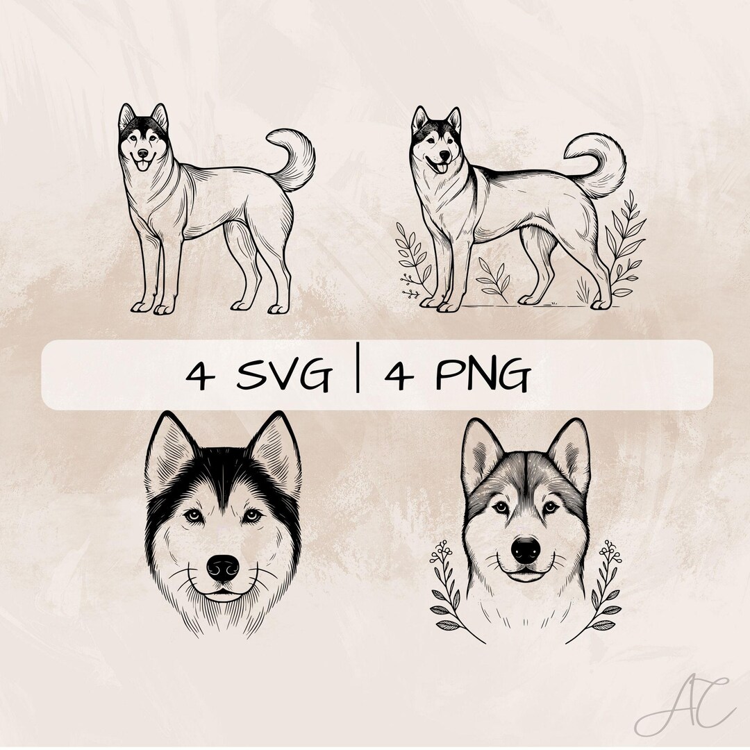 Huskador Line Art SVG Bundle, Siberian Husky PNG, Labrador Retriever ...