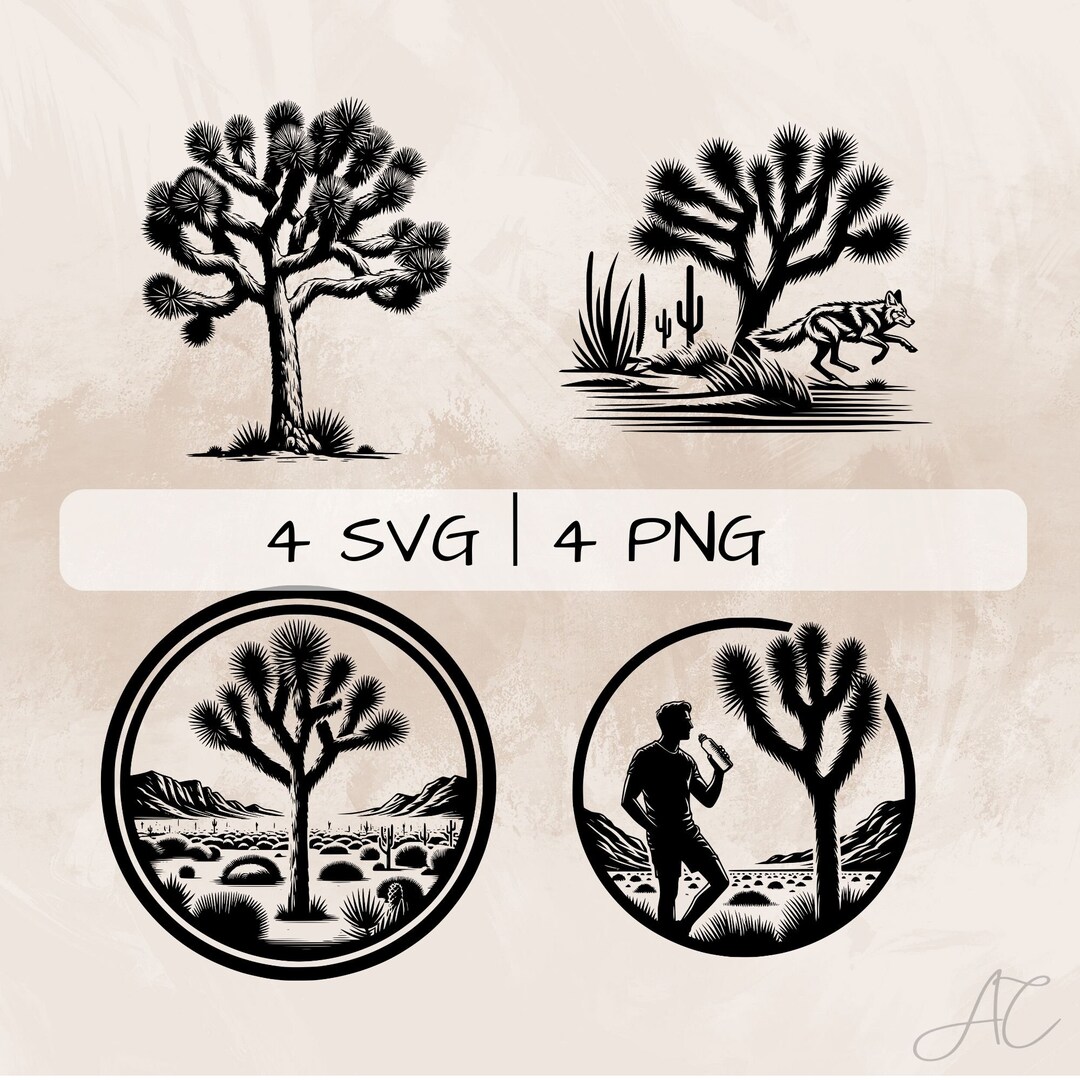 Joshua Tree SVG Bundle, Joshua Tree Scene PNG, Joshua Tree and Desert ...