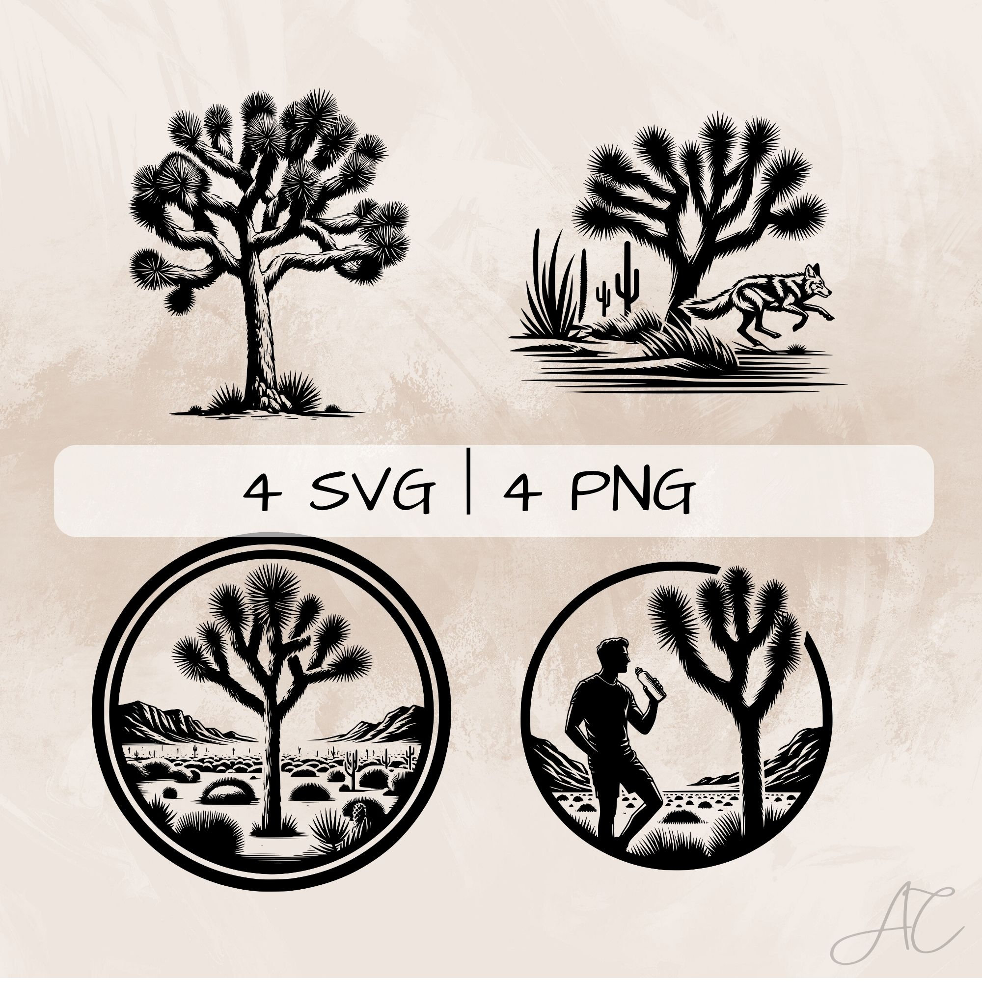 Joshua Tree SVG Bundle, Joshua Tree Scene PNG, Joshua Tree and Desert ...