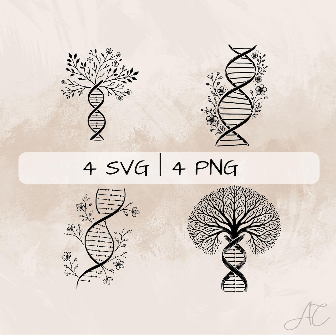 DNA SVG Bundle, Floral Dna PNG, Tree of Life Clipart, Hand Drawn Dna ...