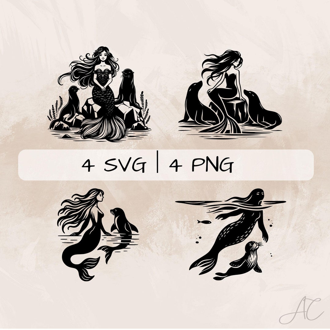 Selkie SVG Bundle, Seal Folk PNG, Mythological Shapeshifter Clipart ...