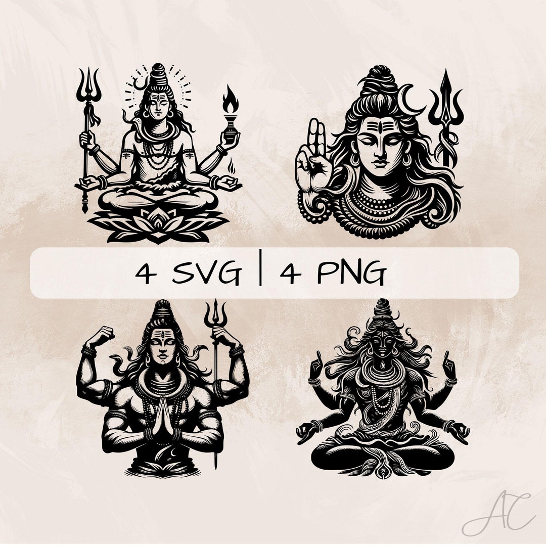 Shiva SVG Bundle, Lord Shiva PNG, Shiva Hindu Clipart, Handgezeichnete ...