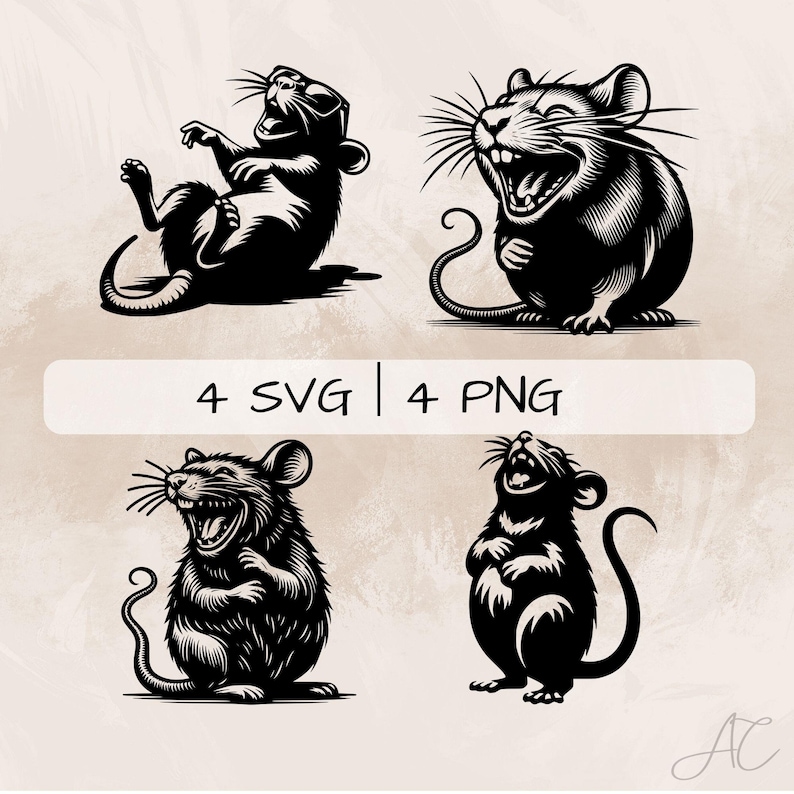 Rat SVG Bundle, Laughing Rat PNG ,funny Rat Clipart, Hand Drawn ...