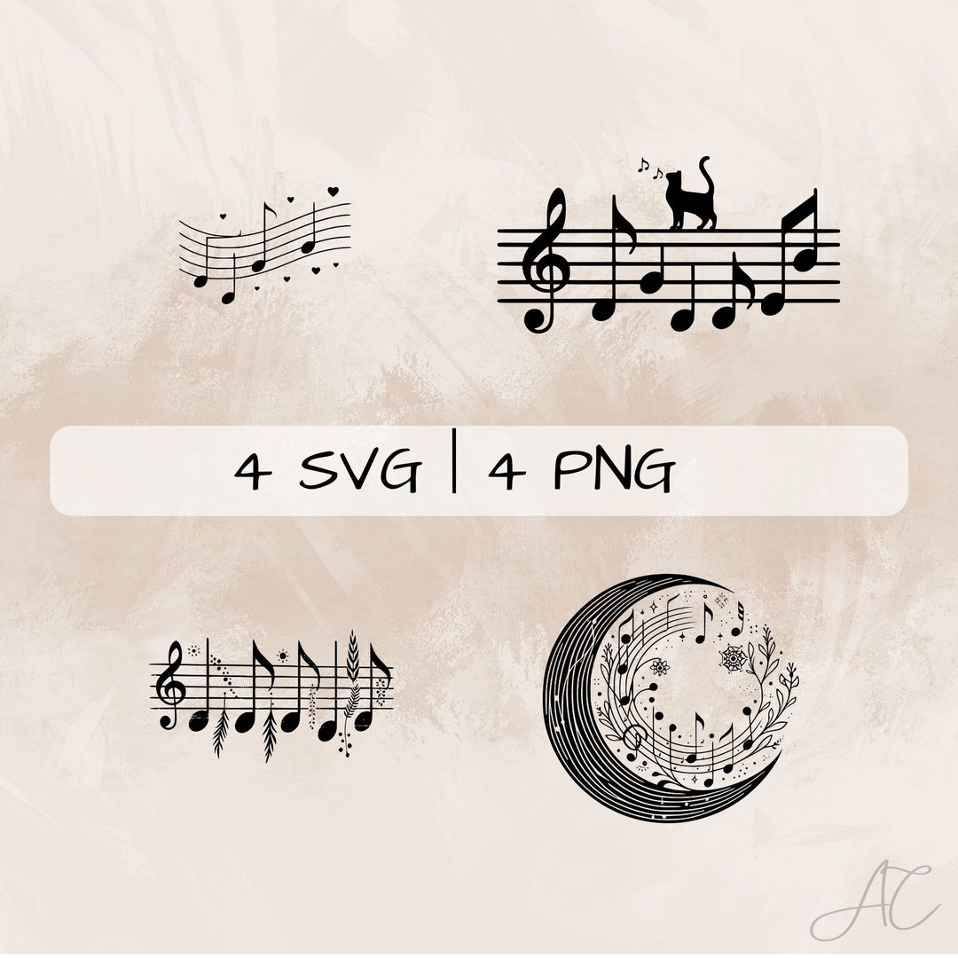 Musical Notes SVG Bundle Music Notes With Cat Notes Clipart - Etsy