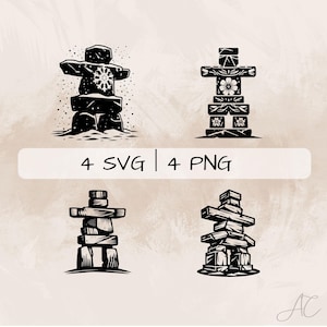 Inukshuk SVG Bundle, Inukshuk Statue PNG ,floral Inukshuk Clipart, Hand ...