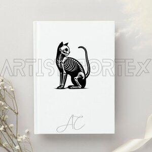 Skeleton Cat SVG Bundle, Cat Skeleton PNG, Cat Clipart, Hand Drawn ...