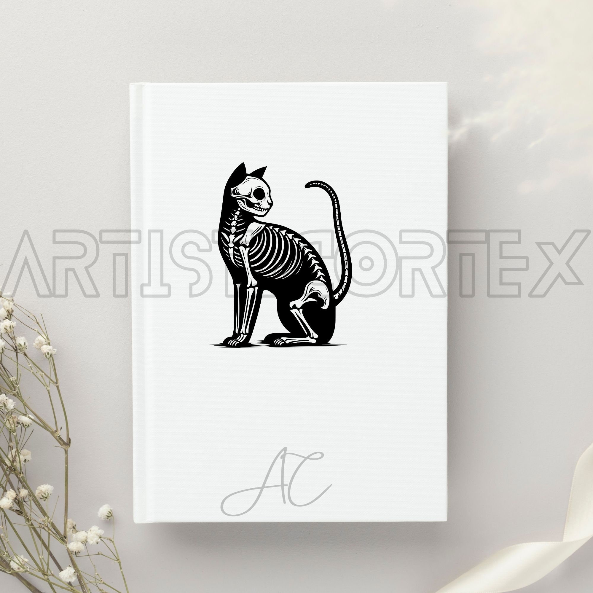 Skeleton Cat SVG Bundle, Cat Skeleton PNG, Cat Clipart, Hand Drawn ...