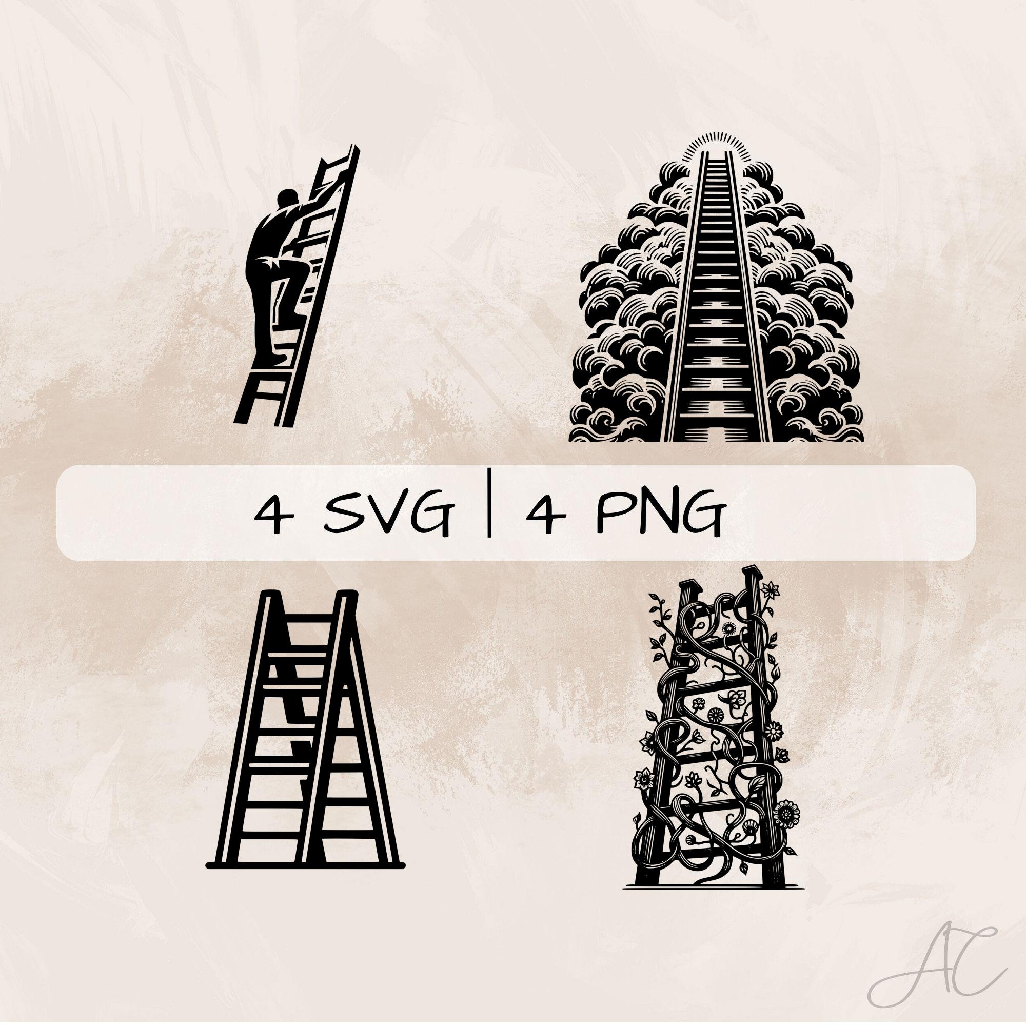Ladder SVG Bundle, Ladder to Heaven PNG ,ladder Clipart, Hand Drawn ...