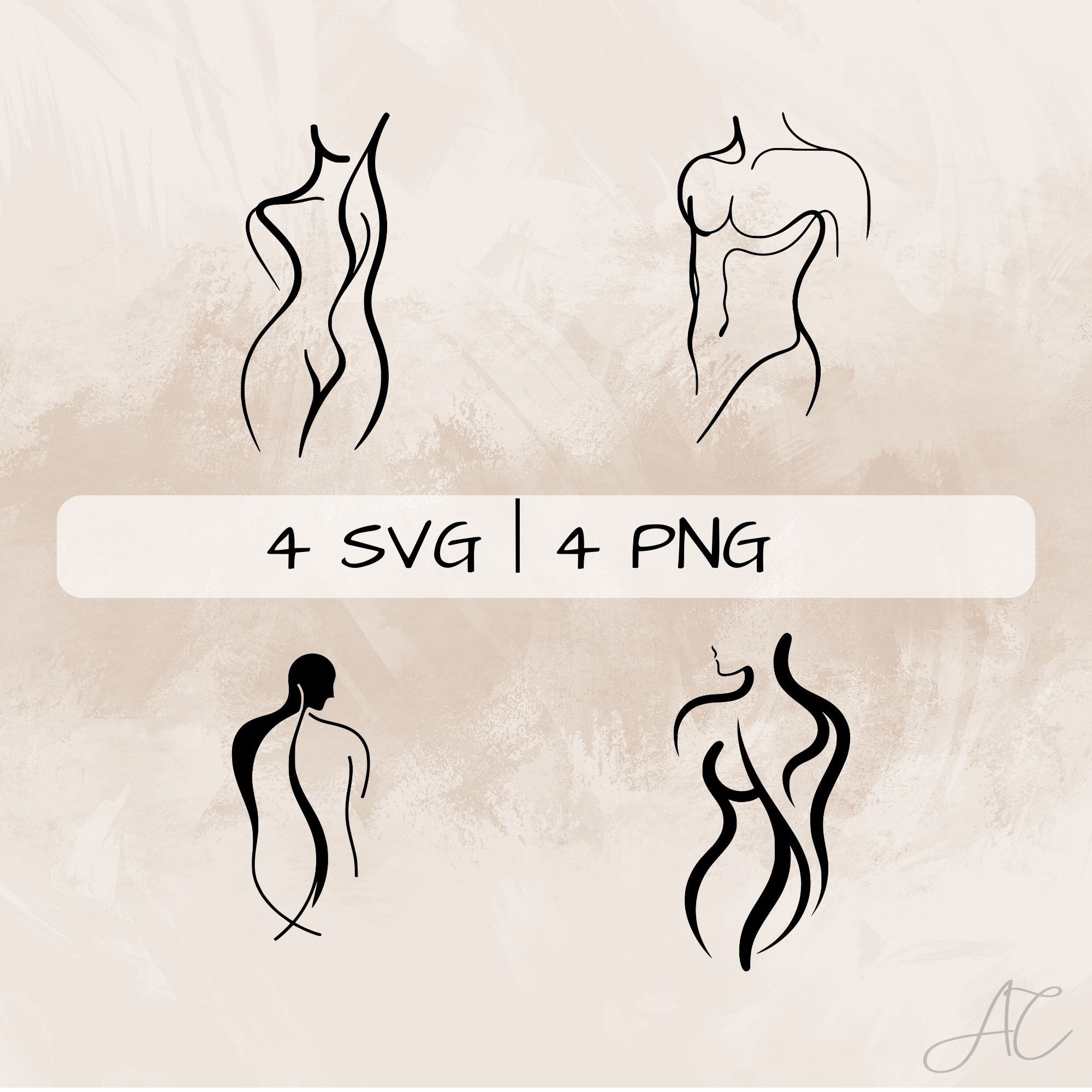 Line Art Body SVG Bundle, Body PNG, Artistic Body Clipart, Hand Drawn ...