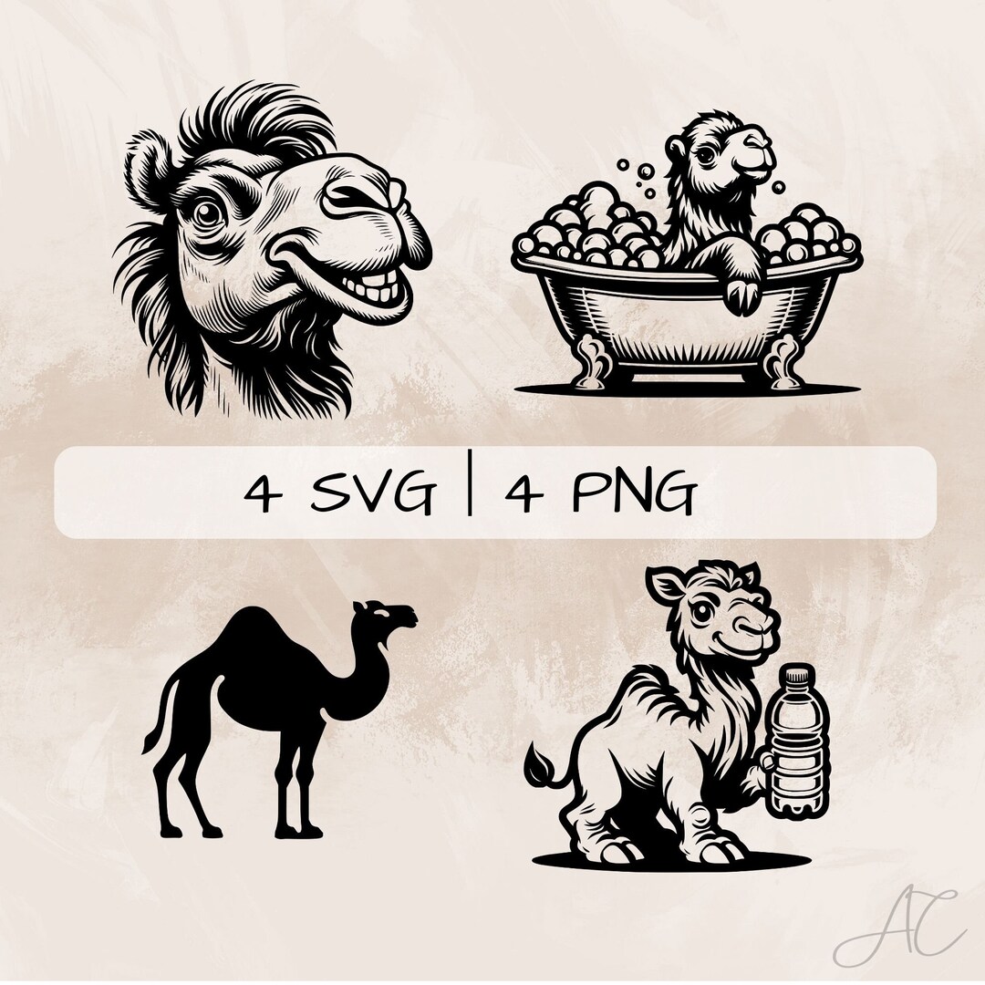 Camel SVG, Funny Camel PNG, Camel With Water Clipart, Hand Drawn Camel ...