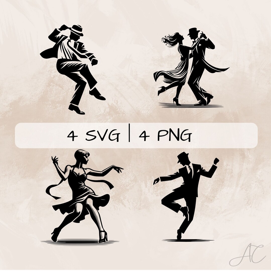 Swing SVG & PNG Bundle,swing Dancing Clipart, Hand Drawn Swing Pictures ...
