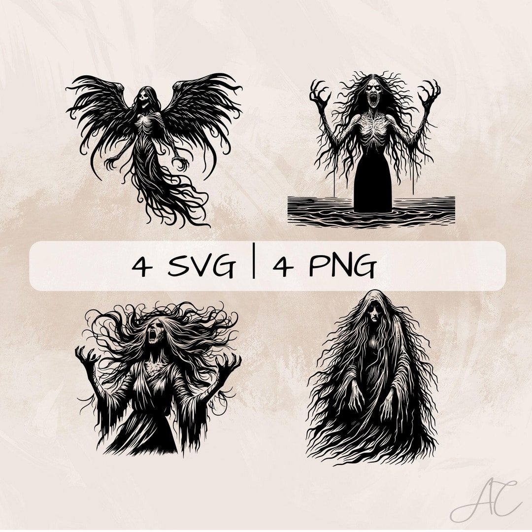 Witch of Rhibyn SVG Bundle, Gwrach Y Rhibyn PNG, Welsh Fairy Clipart ...