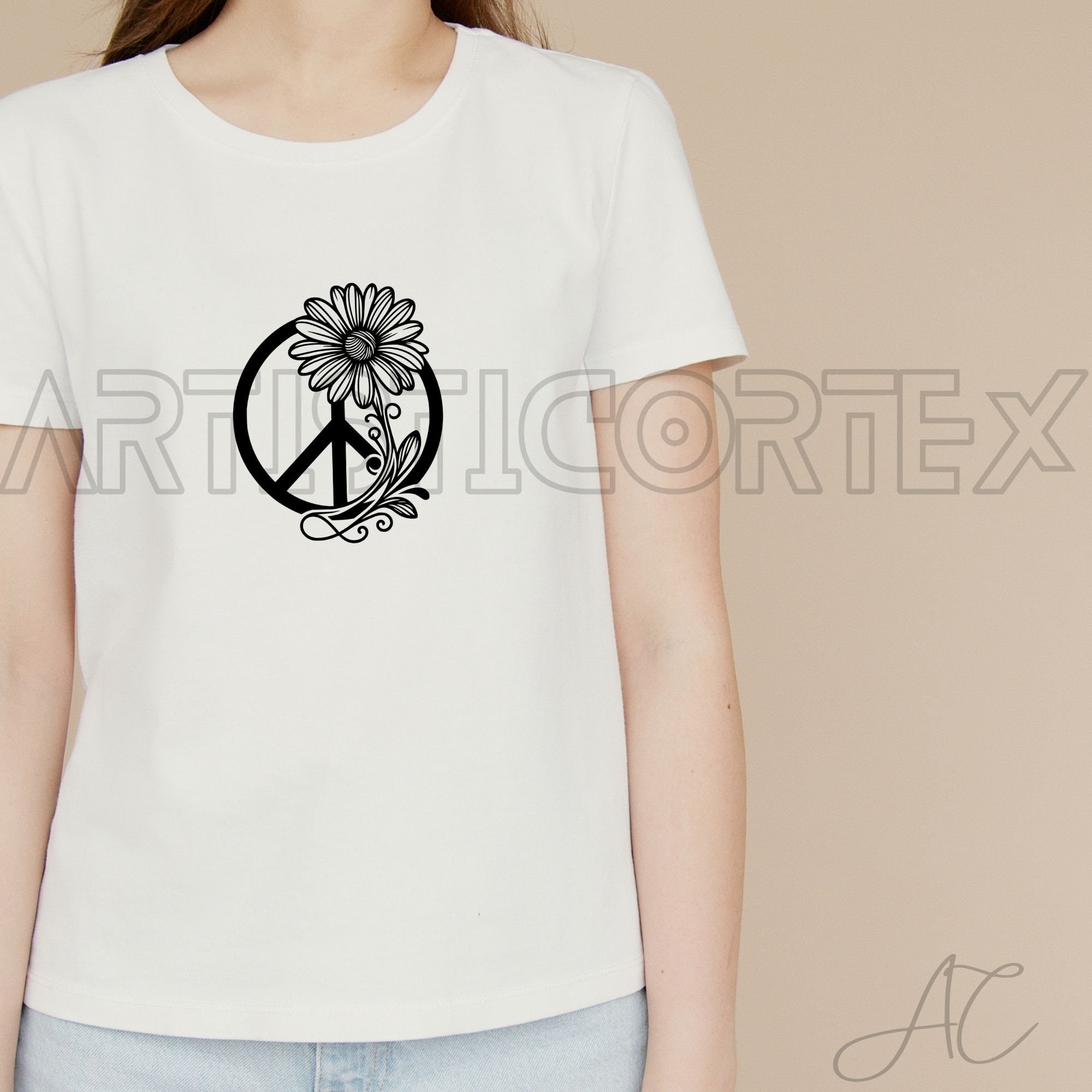 Daisy and Peace Sign SVG Bundle, Daisy PNG, Peace Sign Clipart, Hand ...