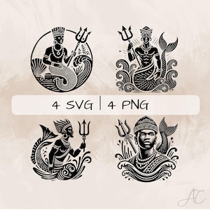 Olokun SVG Bundle, God of the Sea PNG ,african Mythology Clipart, Hand ...