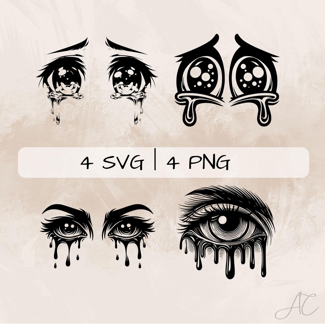 Eyes SVG Bundle, Crying Eyes PNG ,eye With Tear Clipart, Hand Drawn ...