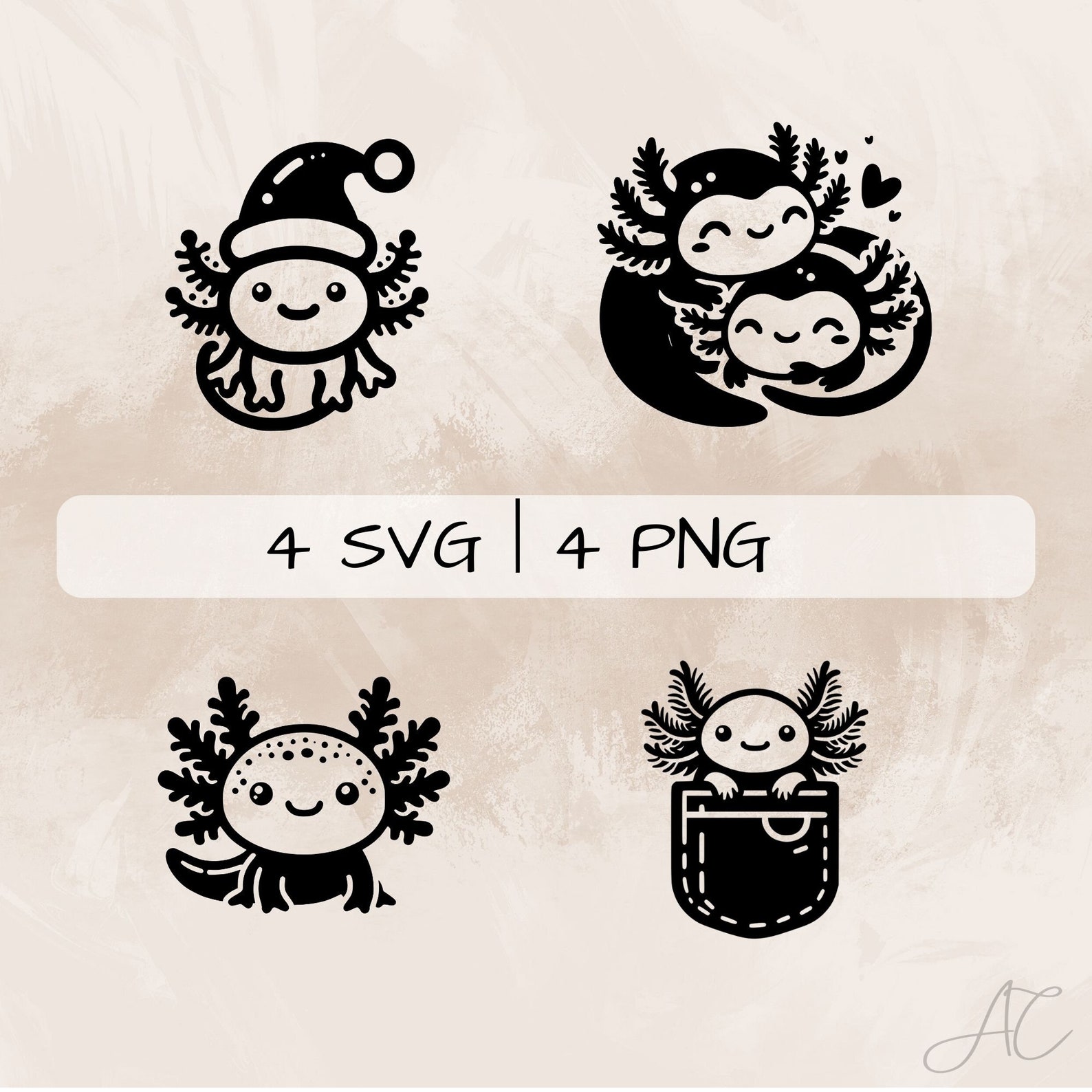 Axolotl SVG Bundle, Christmas Axolotl PNG, Axolotl in Pocket Clipart ...