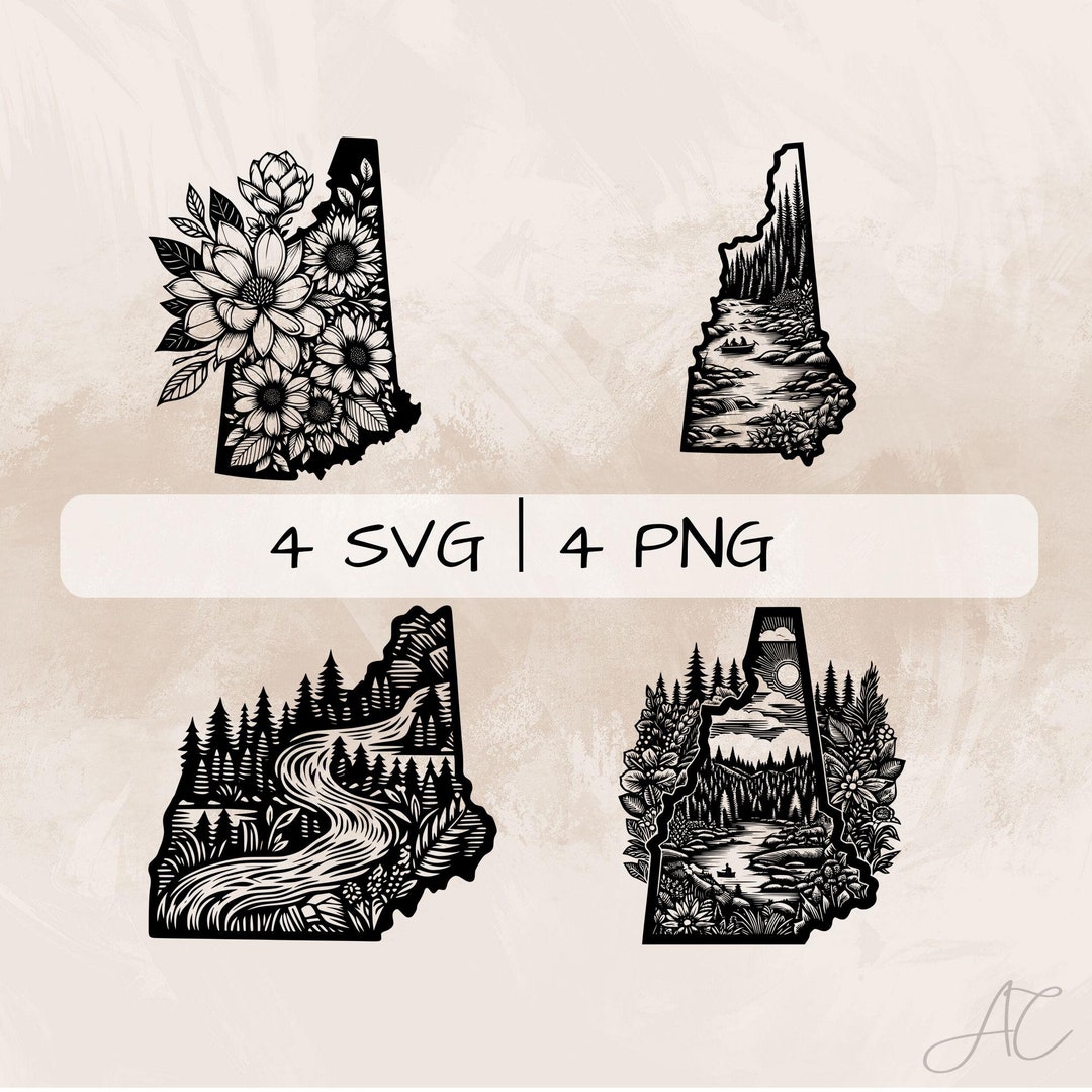 New Hampshire SVG Bundle, New Hampshire Map PNG ,new Hampshire Outline ...