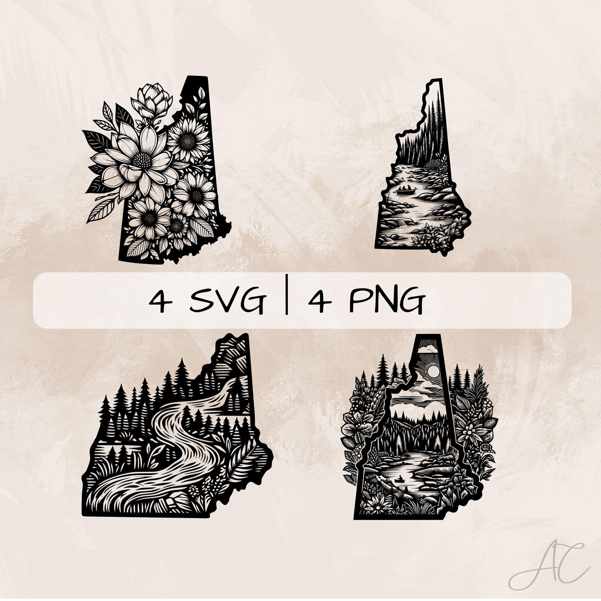 New Hampshire SVG Bundle, New Hampshire Map PNG ,new Hampshire Outline ...
