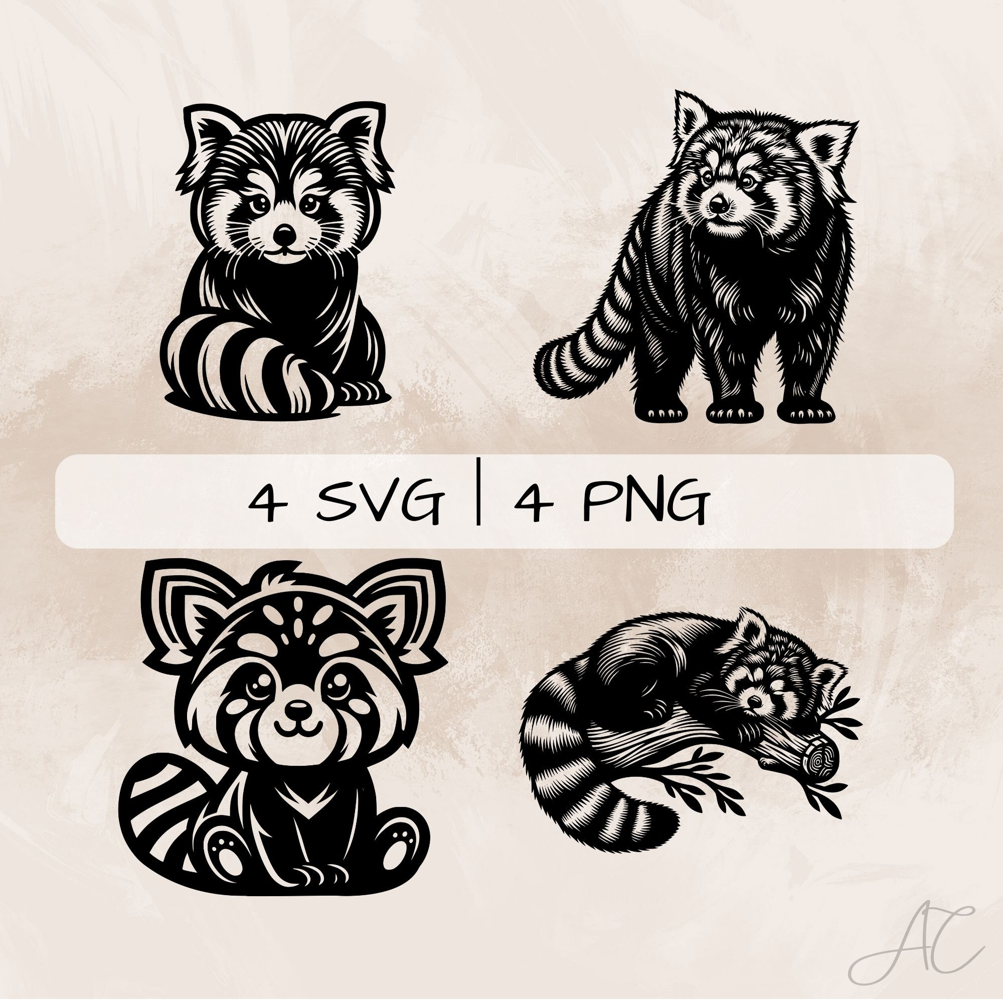 Red Panda SVG, Cute Red Panda PNG, Sleeping Red Panda Clipart, Hand ...