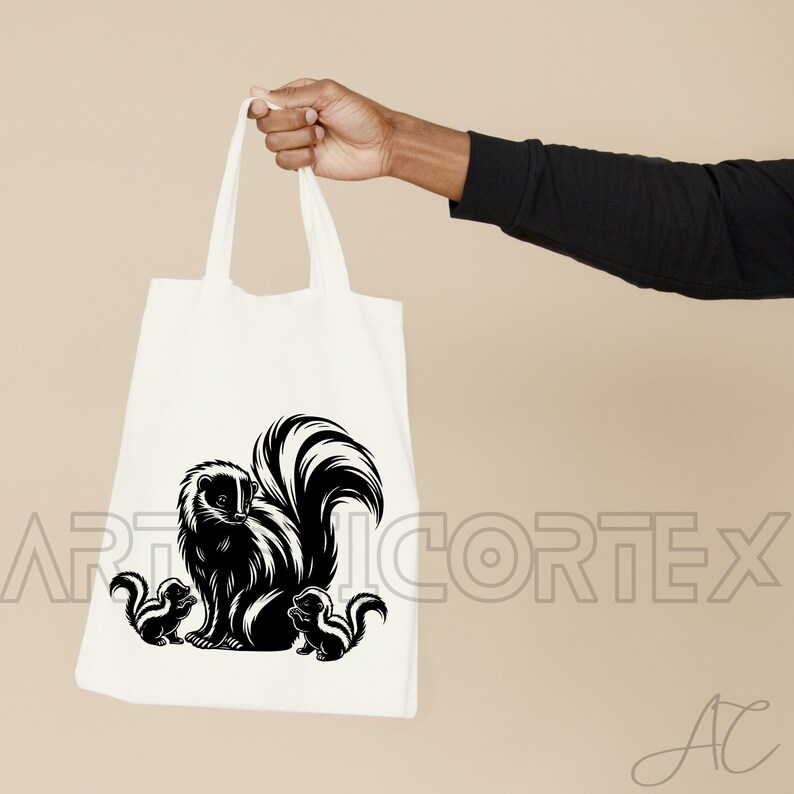 Skunk SVG Bundle, Skunk in Toilet PNG, Skunk With Kits Clipart, Hand ...