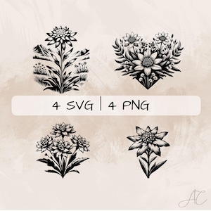 Edelweiss SVG Bundle, Edelweiss Flower PNG ,edelweiss Scene Clipart ...