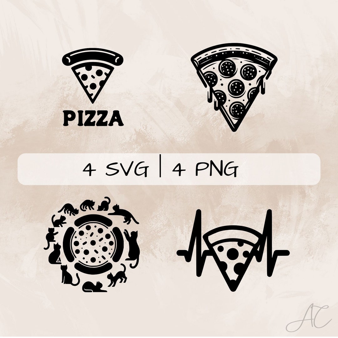 Pizza SVG Bundle, Cats and Pizza PNG, Pizza Pulse Clipart, Hand Drawn ...