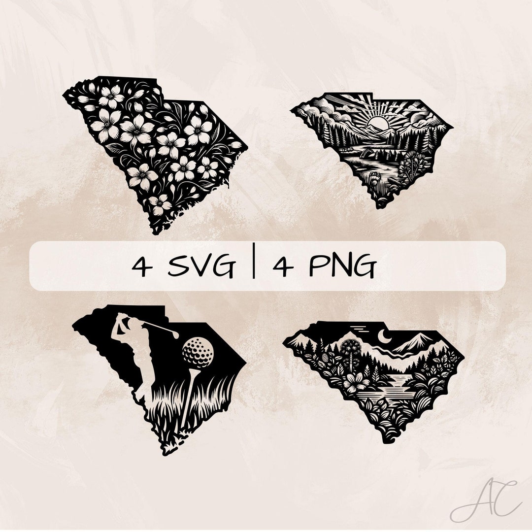 South Carolina SVG Bundle, South Carolina Map PNG ,south Carolina State ...
