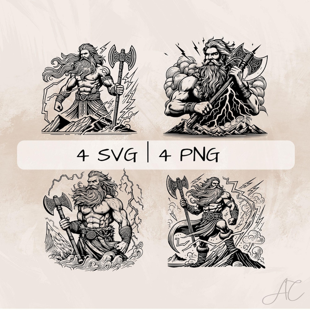 Perun SVG Bundle, Perun God PNG , God of Thunder Clipart, Hand Drawn ...